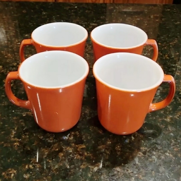 Kitchen | Set Of 4 Vintage Corning Coffee Cups Mugs Rust Red 1oz | Poshmark